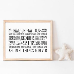Little Brother Big Sister Wall Art,kids Wall Decor,siblings Art,shared ...