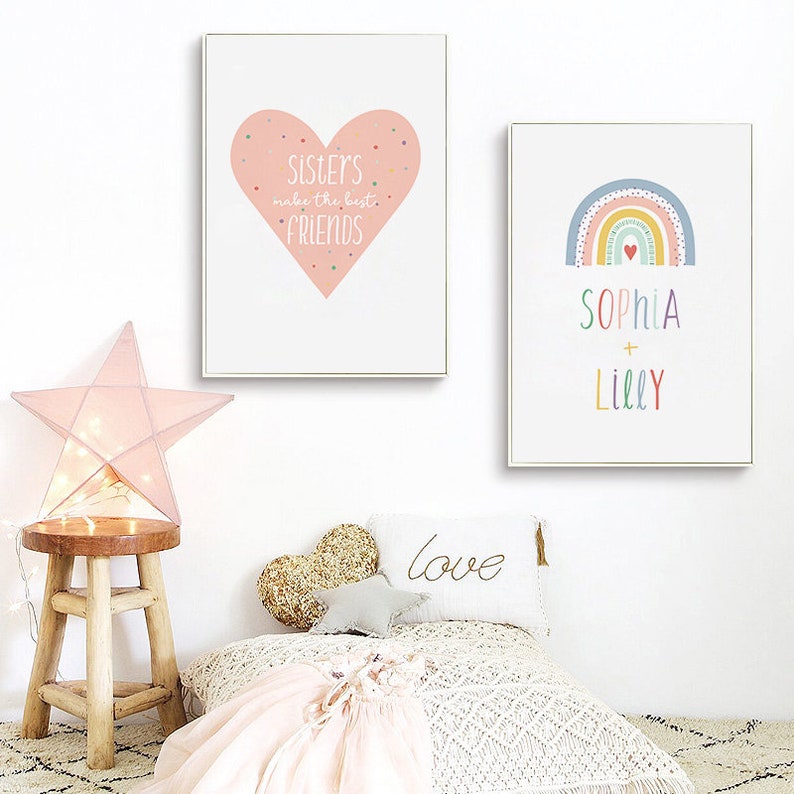 Personalized Sisters Poster Girls Room Decor Sisters Wall - Etsy