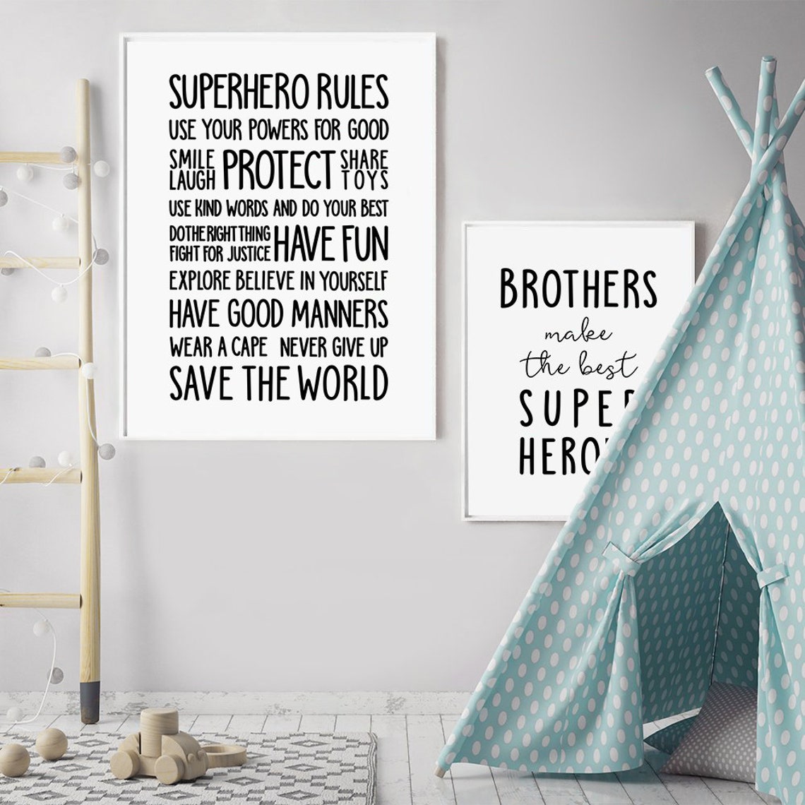 Superhero Poster Brothers Make the Best Superheroes Boys | Etsy
