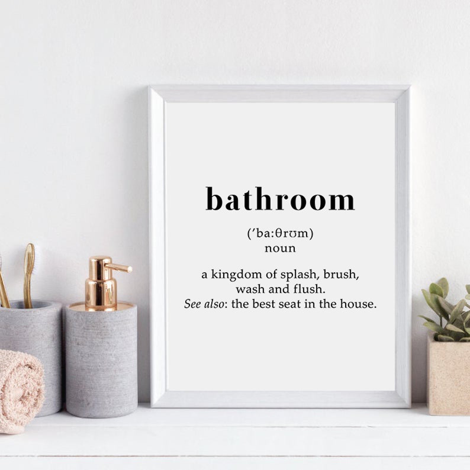 Bathroom Signs Bathroom Wall Art Definition Wall Decor | Etsy