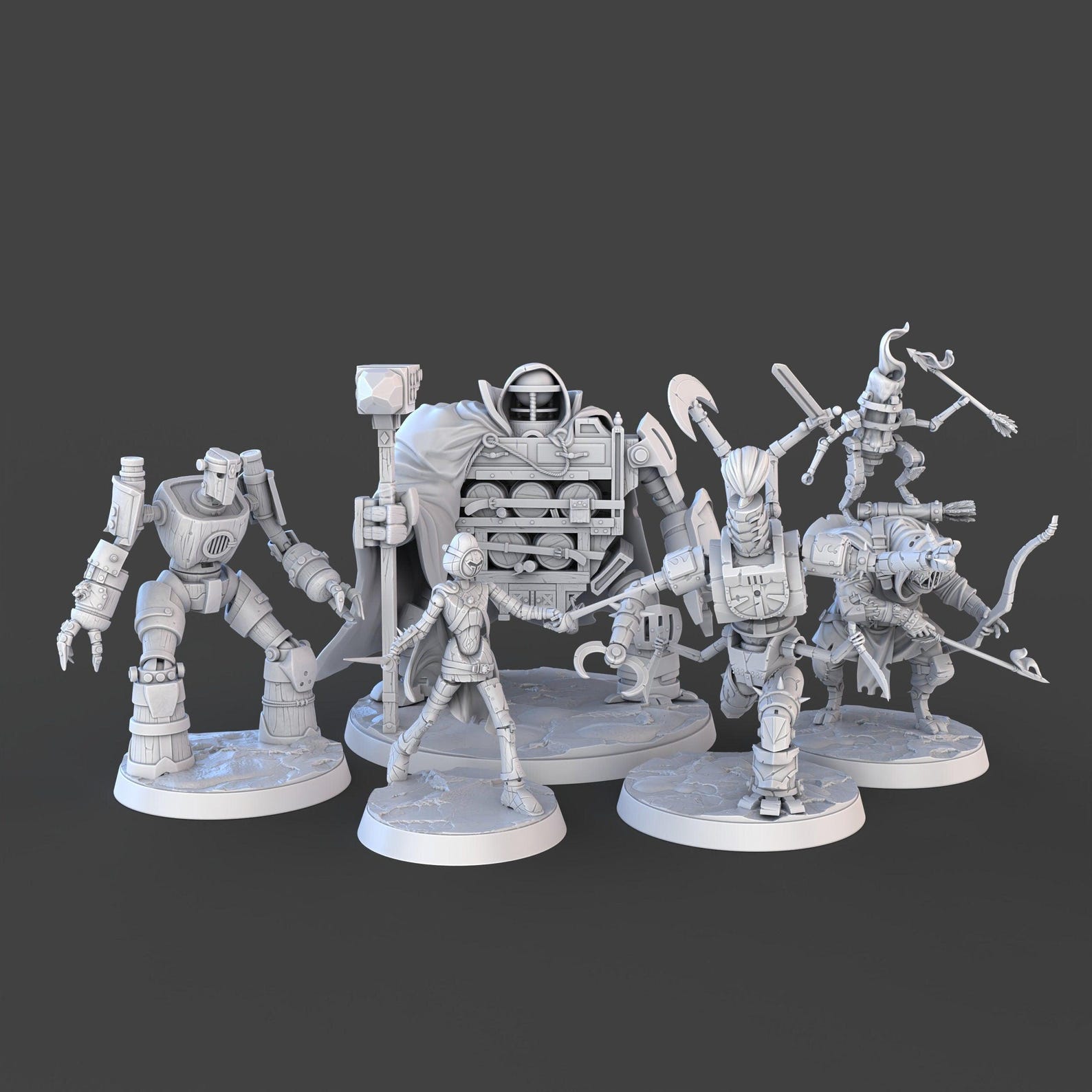 Warforged Miniature Set | Construct Set | Robot Miniatures | Metal ...