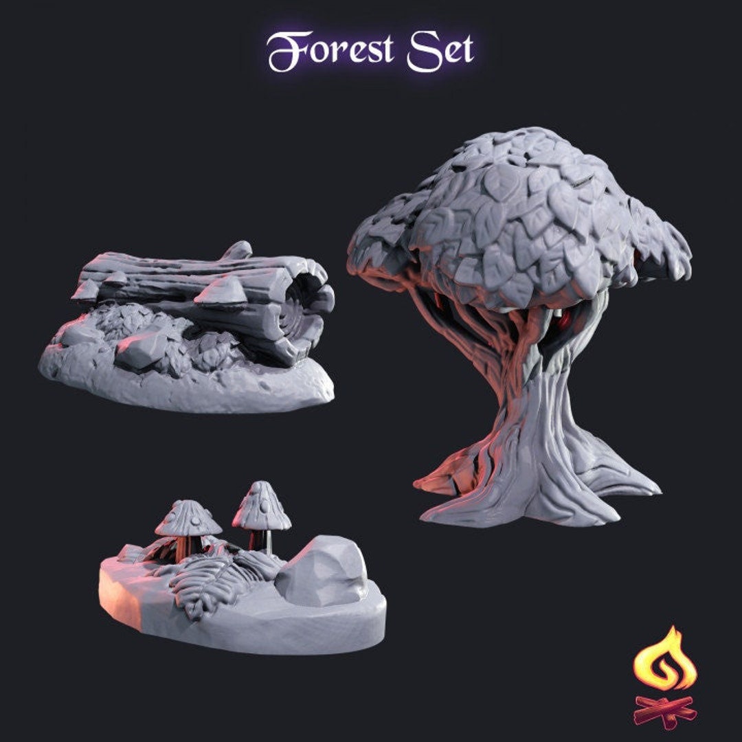 Forest Terrain/forest Miniatures/tree/mushrooms - Tabletop Terrain ...