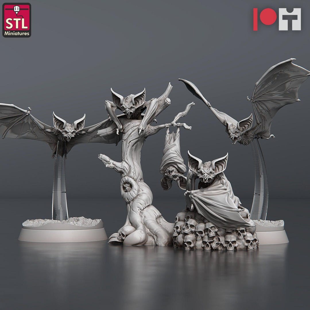 Vampire Bat Miniature Set: Giant Bat, 32mm Resin RPG Model, D&D ...