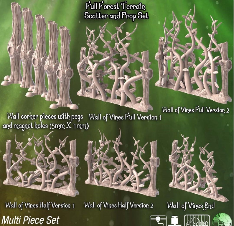 Forest Vine Wall Terrain Set | Vine Wall With Magnet Holes | Forest ...