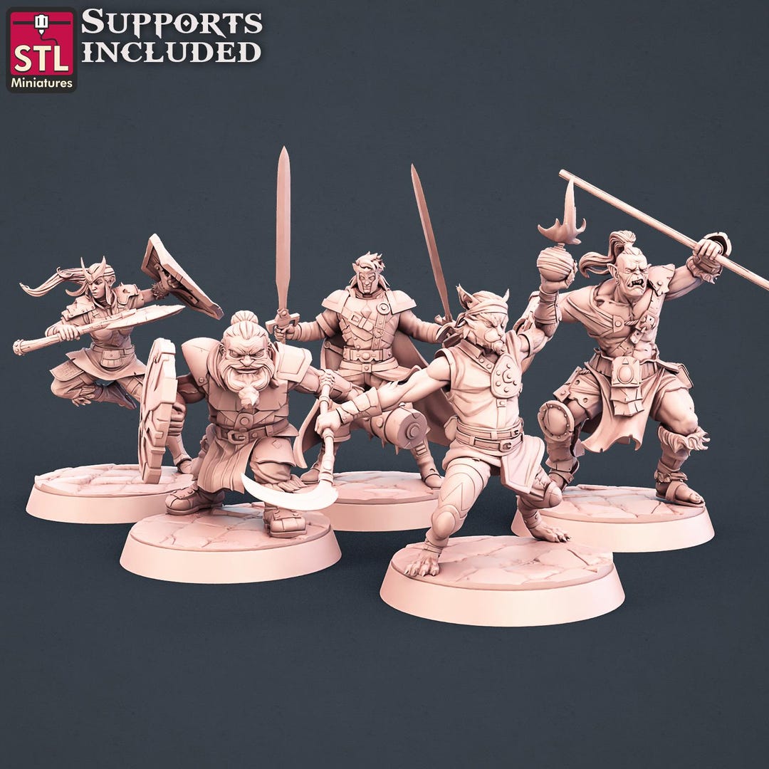 Fighter Miniature Set: 32mm Resin, D&D, RPG, Unpainted - Etsy