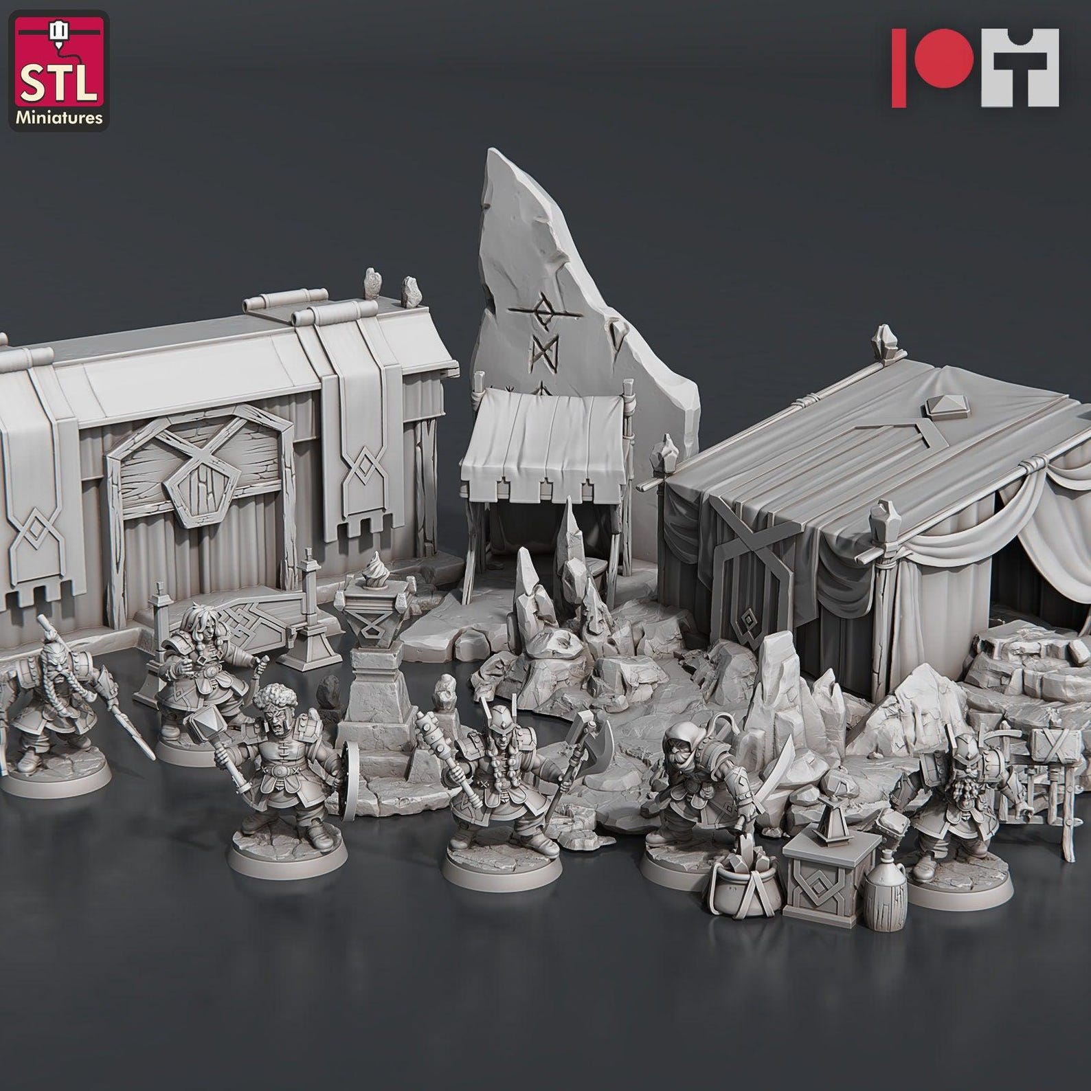 Dwarven Mine Set: Resin Dwarf Miner Camp - 32mm Dnd Terrain - Etsy