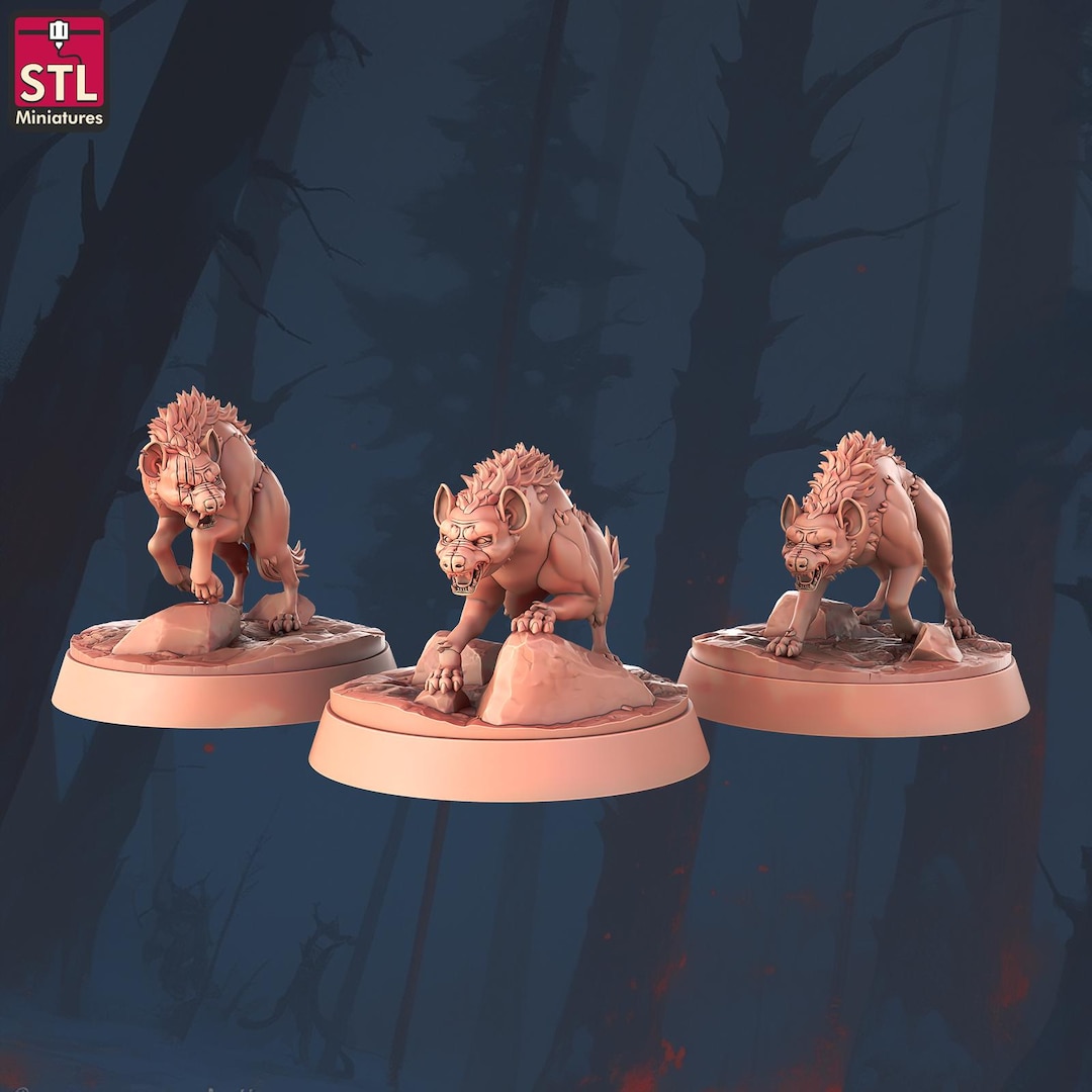 Hyena Miniature Set | Druid Wildshape | Ranger Familiar | Wild Hyena ...