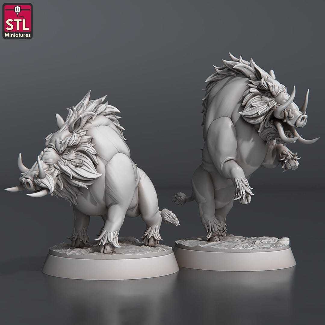 Boar Miniature Set: 32mm Resin Wild Pig for Dnd, Pathfinder - Etsy