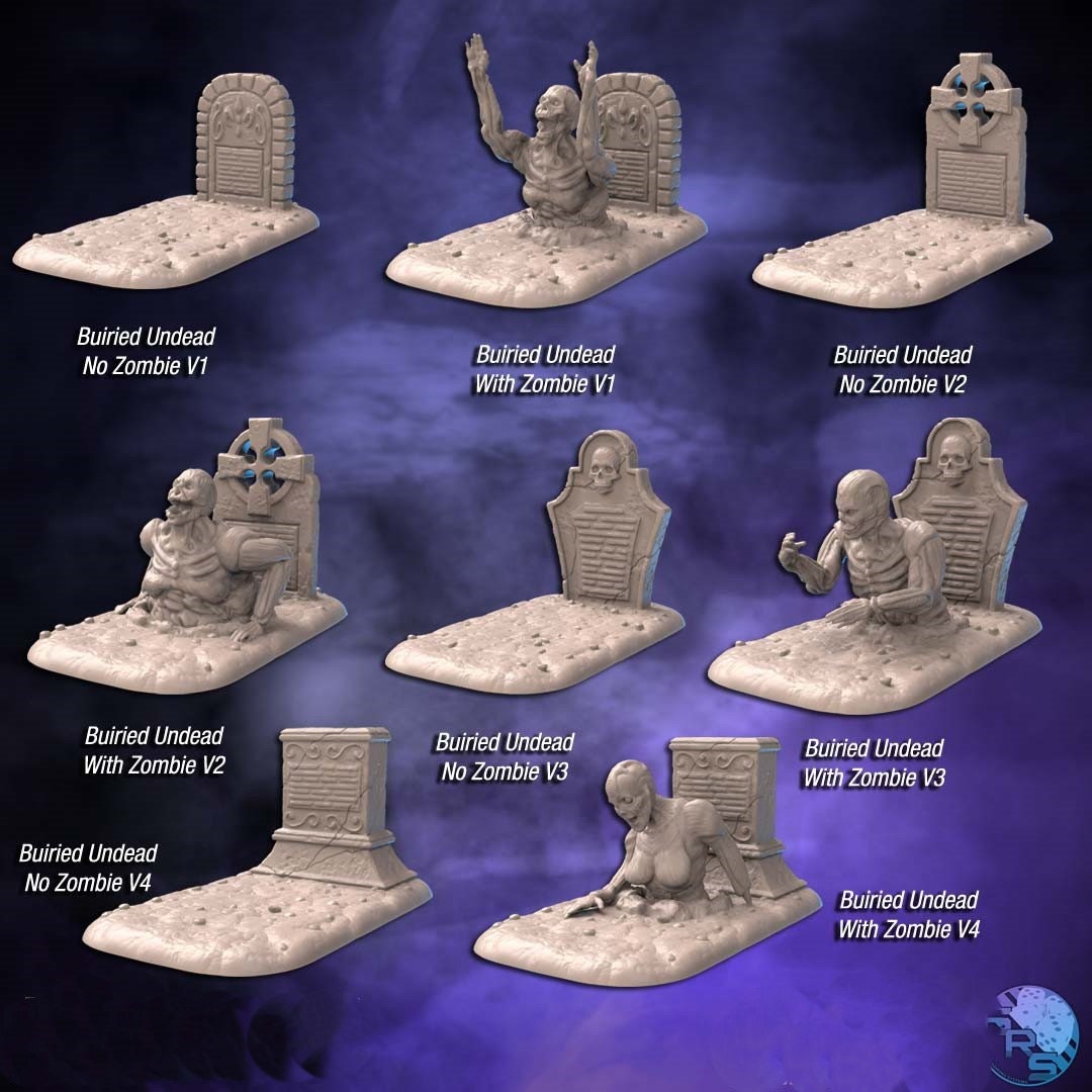 Undead Graveyard Terrain/miniature Set | Zombie Terrain | Haunted ...