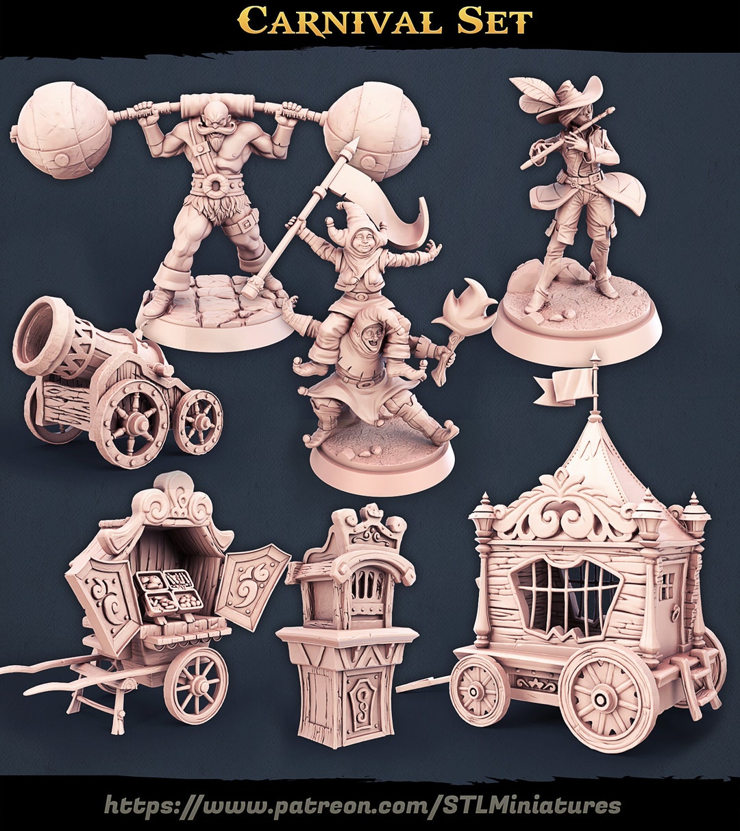 Carnival Miniatures Set | Circus | Strongman | Jester | Performers ...