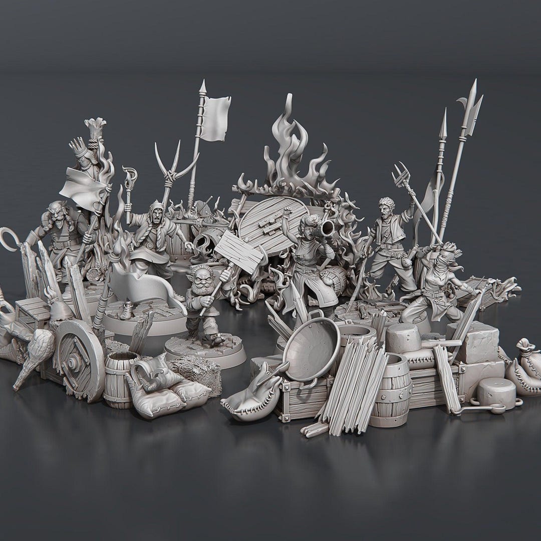 Rioter Miniature Set: Protesters, Abs-like Resin, Townsfolk, Barricade ...