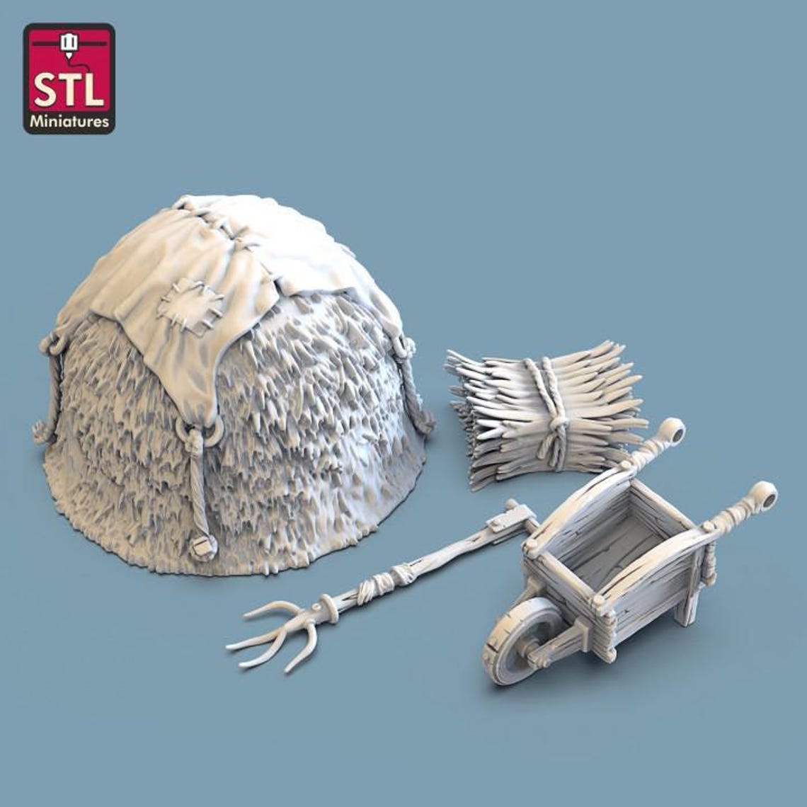 Farm/water Well/haystack/hay Bale/wagon/outdoors - Tabletop Terrain ...