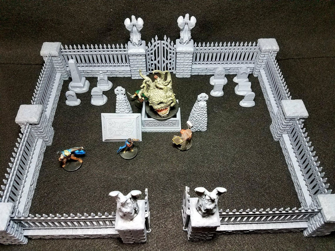 28mm Modular Cemetary Set for D&D Dungeons and Dragons Miniatures ...