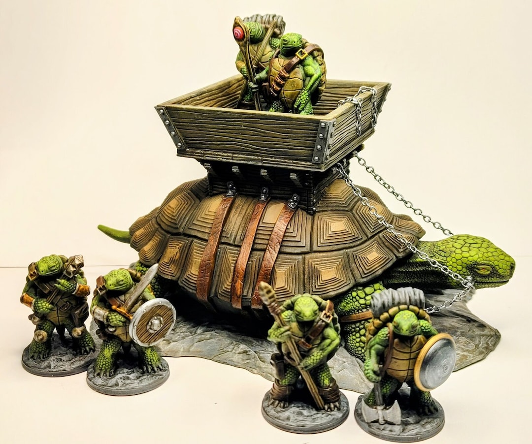 28mm Tortle War Party Cleric Fighter Archer Mount for Dnd Dungeons ...