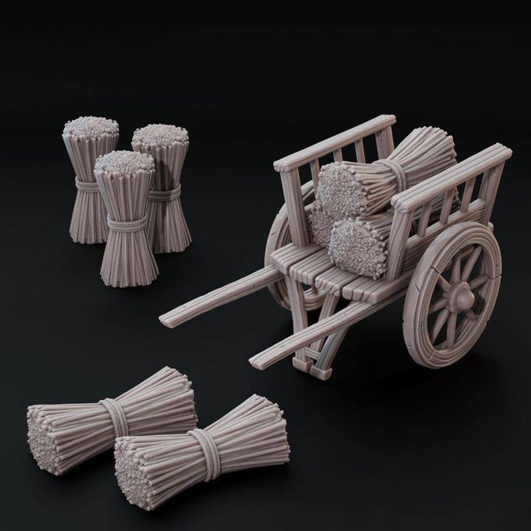 Handcart With Hay Bundles Dungeons and Dragons Dnd D&D Miniature Resin ...