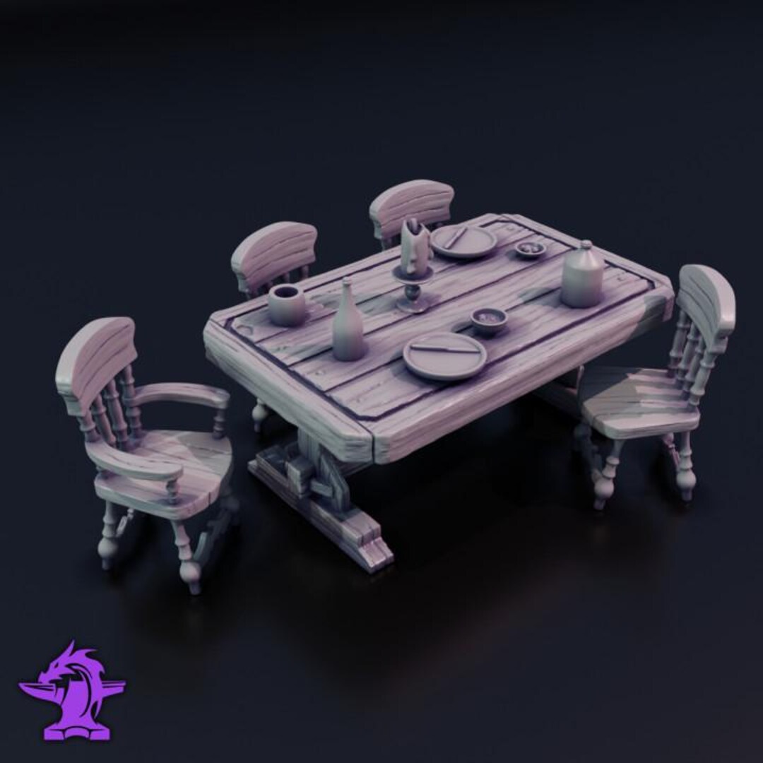 Rustic Table Set | Dungeons and Dragons Dnd D&D Miniature Resin 28mm ...