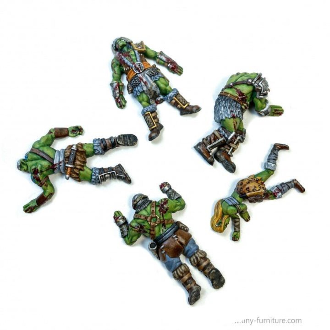 5 Dead Orcs | Dungeons & Dragons | King | TTRPG | 28mm Miniature ...