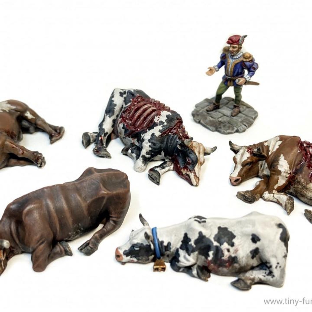 5 Dead Cow Corpses | Dungeons & Dragons | Pathfinder | TTRPG | 28mm ...