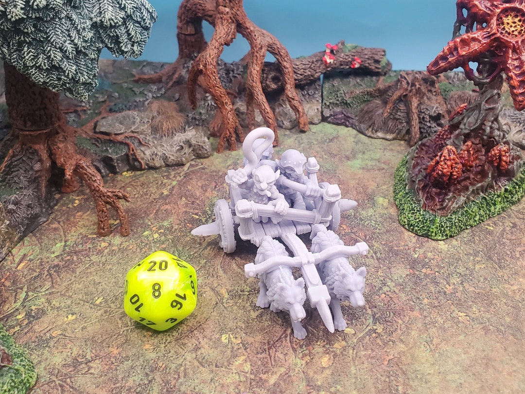 28mm Goblin Chariot With Driver, Archer, Guard Dungeons & Dragons ...