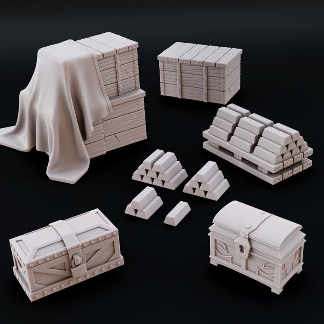 Chests and Cargo Dungeons and Dragons Dnd D&D Miniature Resin 28mm ...