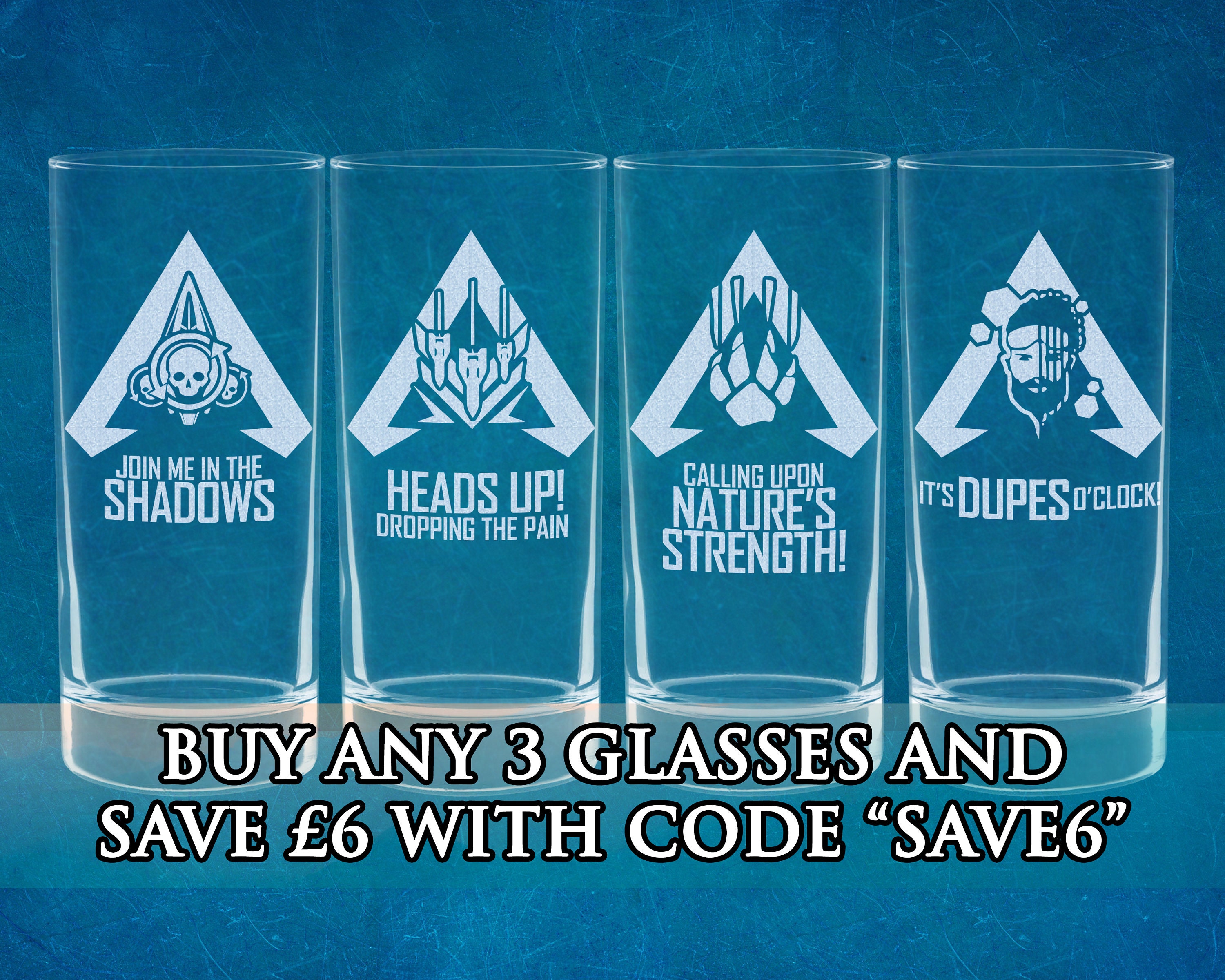 Apex Legends Ultimate Inspired Etched Glasses - ALL Characters ...