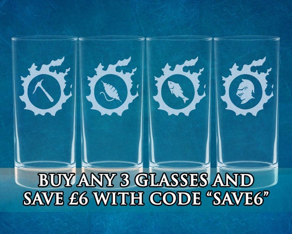 FFXIV Crafting/gathering Class Logo Etched Glasses ALL | Etsy UK