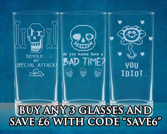 Undertale Inspired Etched Highball Glasses - Etsy