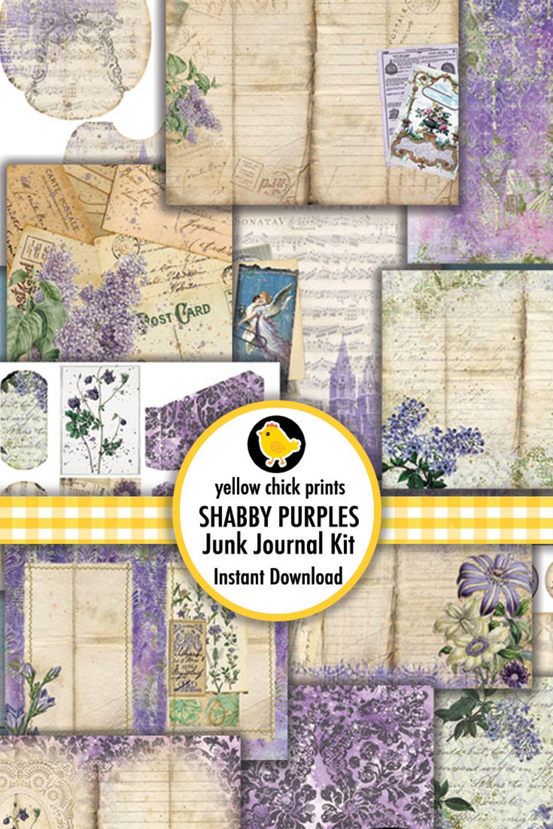 Purple Junk Journal Kit, Purple Digital Paper, Purple Journal Kit ...