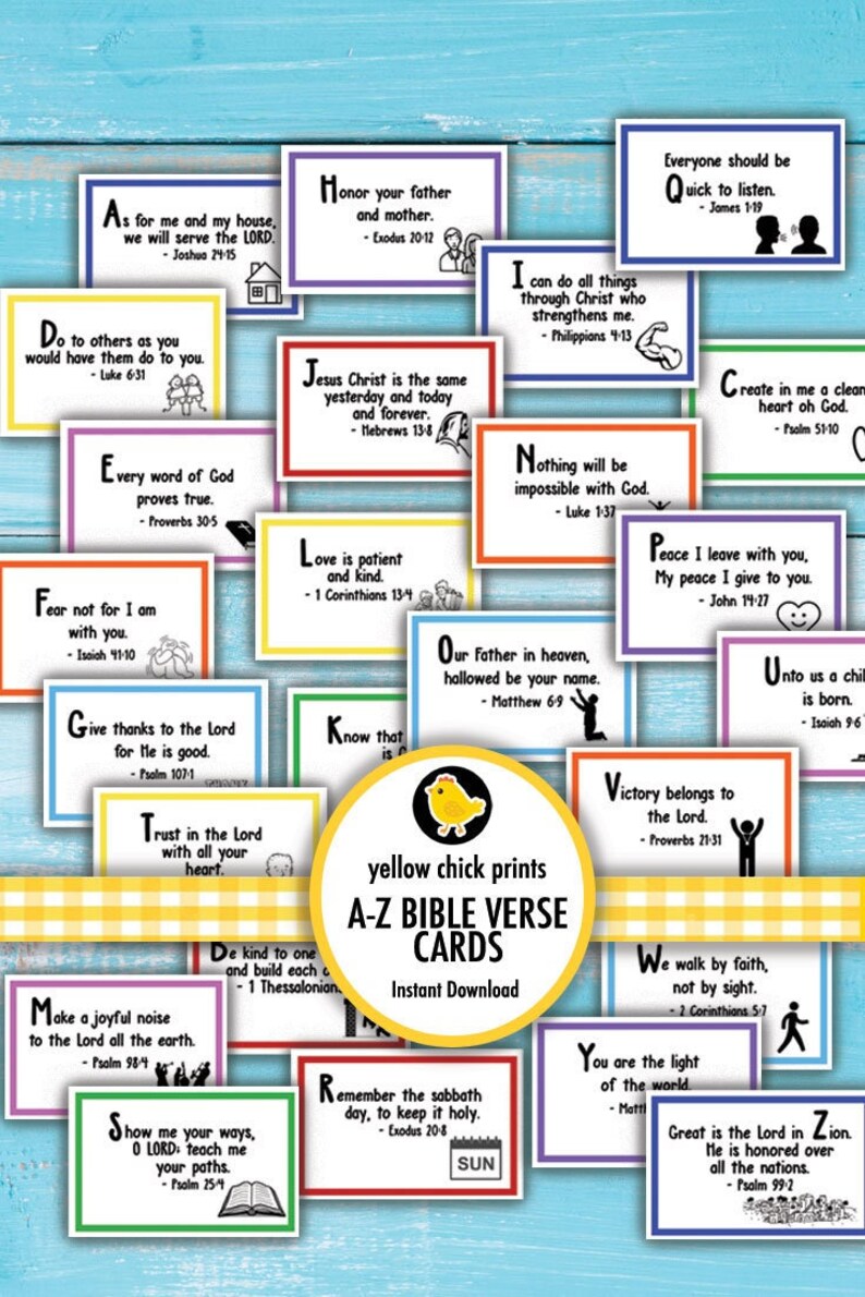 Alphabet Bible Verse Cards, Bible Flash Cards for Kids, Bible Flash ...