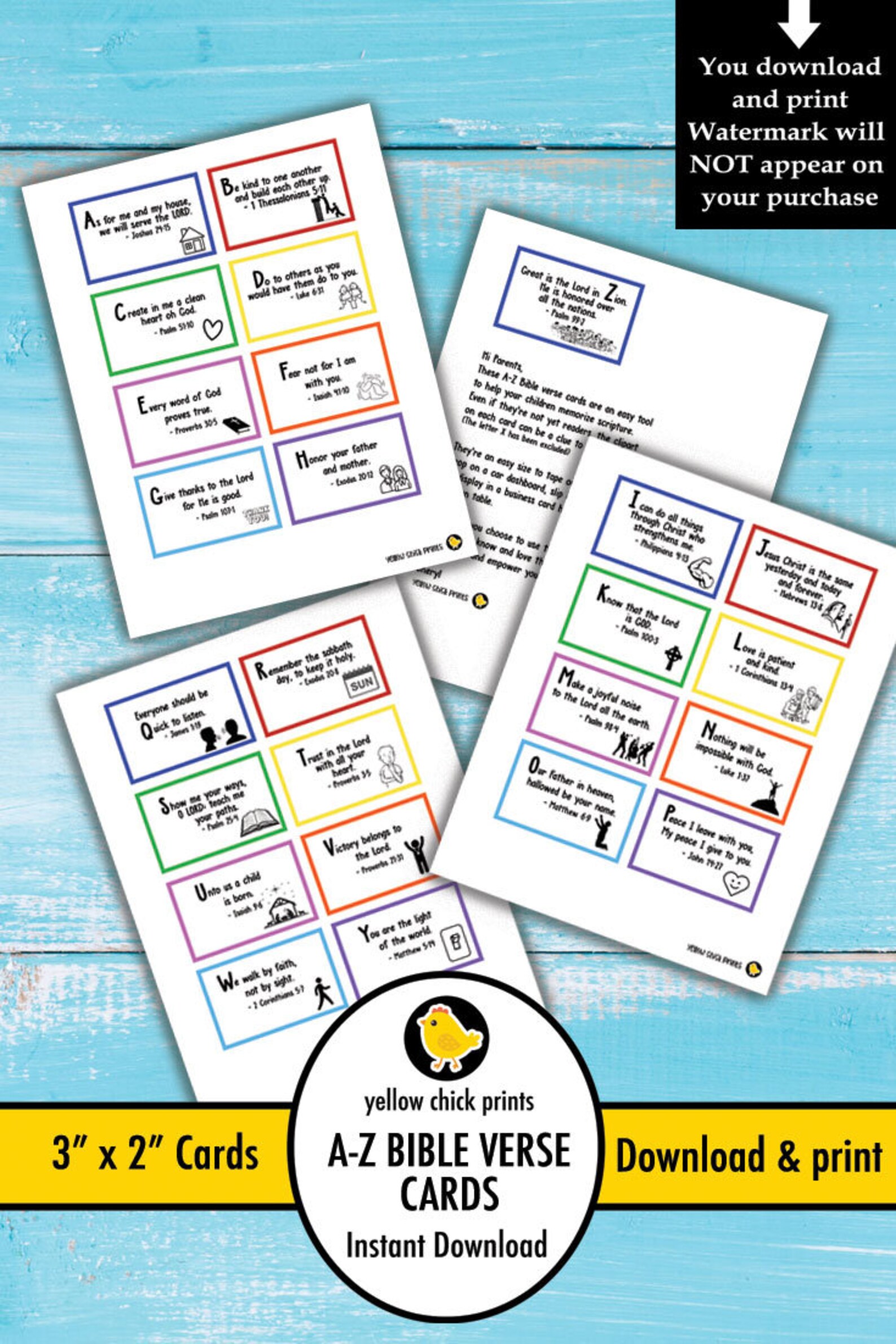 Alphabet Bible Verse Cards, Bible Flash Cards for Kids, Bible Flash ...