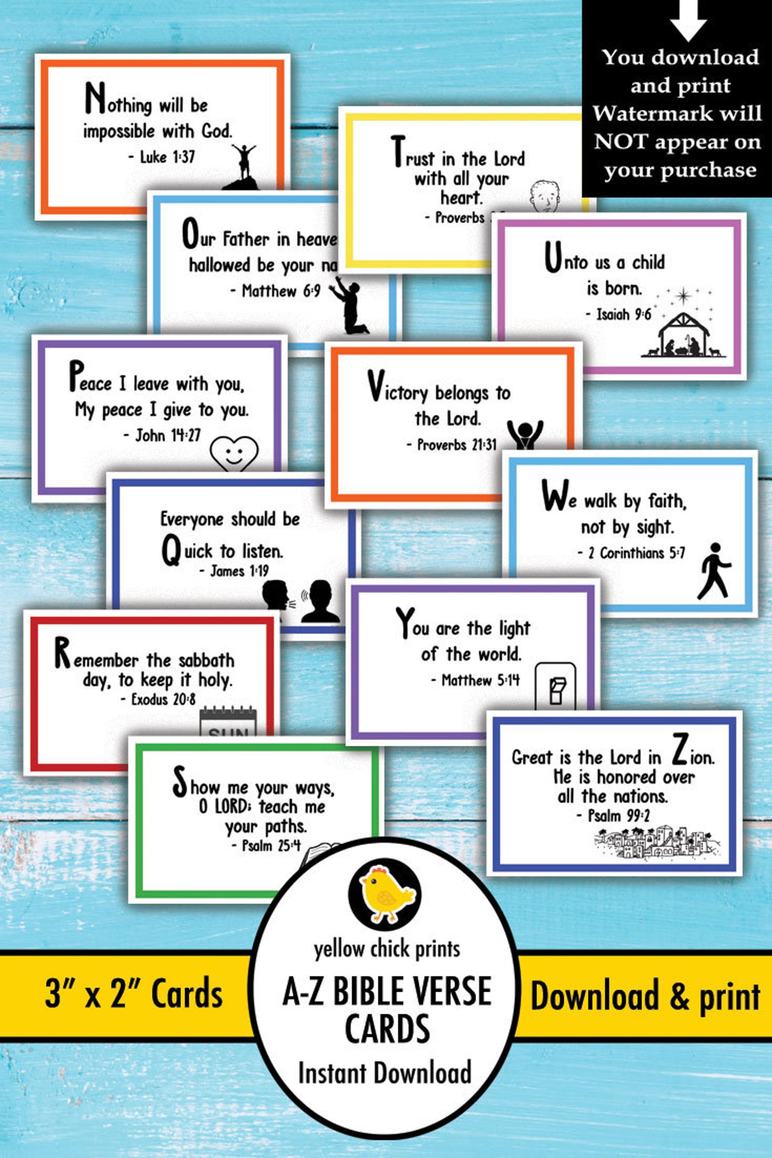 Alphabet Bible Verse Cards, Bible Flash Cards for Kids, Bible Flash ...