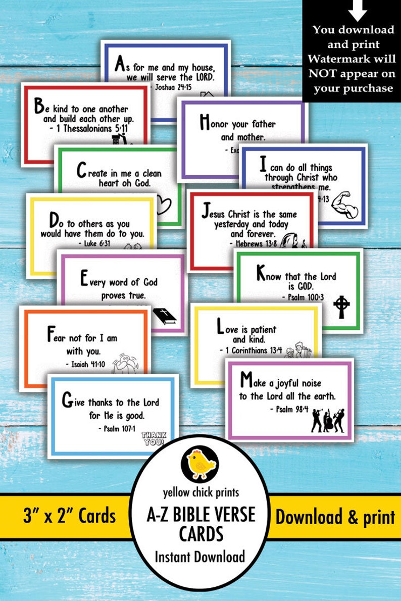 Alphabet Bible Verse Cards, Bible Flash Cards for Kids, Bible Flash ...
