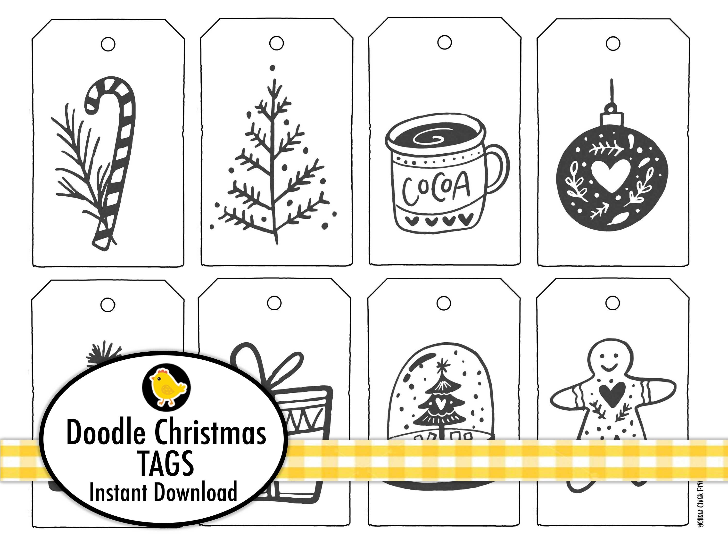 Printable Christmas Tags Black And White