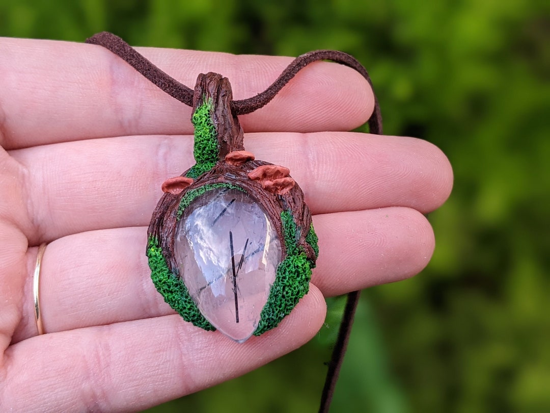 Woodland Pendant, Forest Talisman With Black Tourmalinated Quartz - Etsy