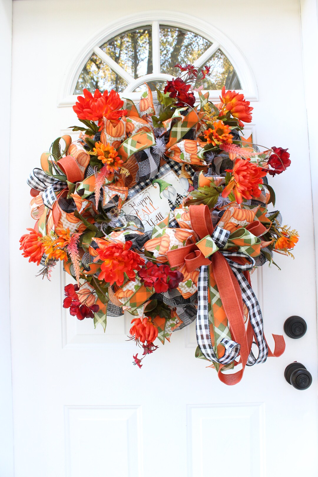 Extra Large Fall Wreath, Fall Gnome Wreath for Front Door, Happy Fall Y ...