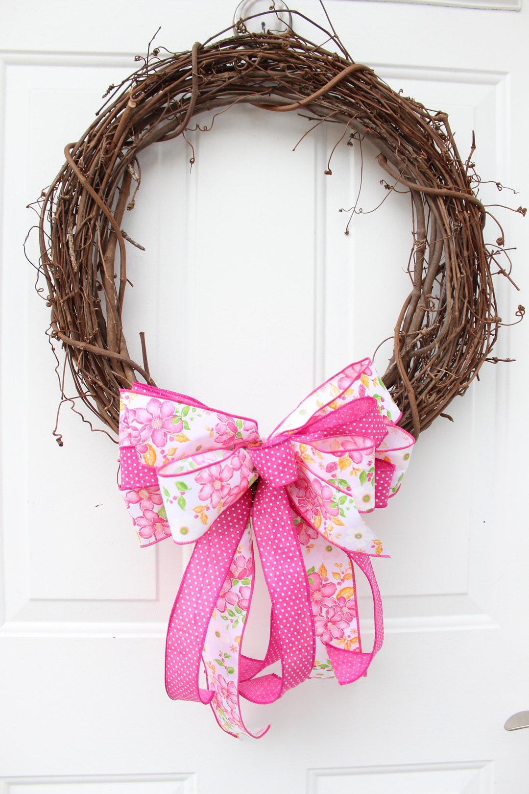 Spring Summer Bow, Pink Summer Bow, Summer Mailbox Bow, Wreath Swag Bow ...