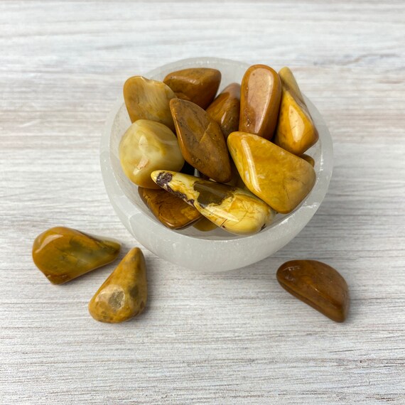 Yellow Jasper tumbled stones Healing crystals for anxiety | Etsy