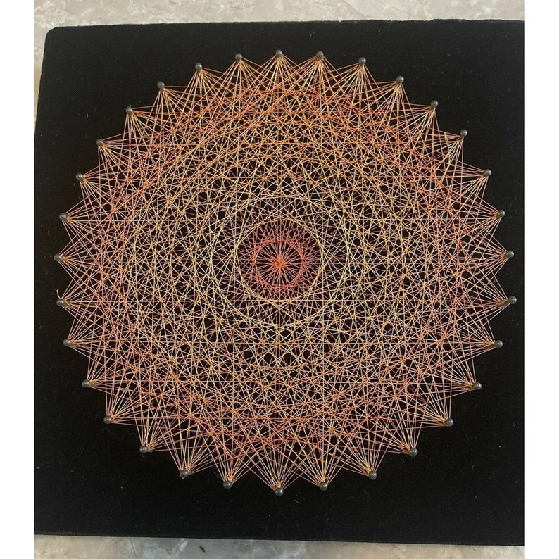 Vintage String Art Rainbow Color Wheel Handmade Square W/ - Etsy