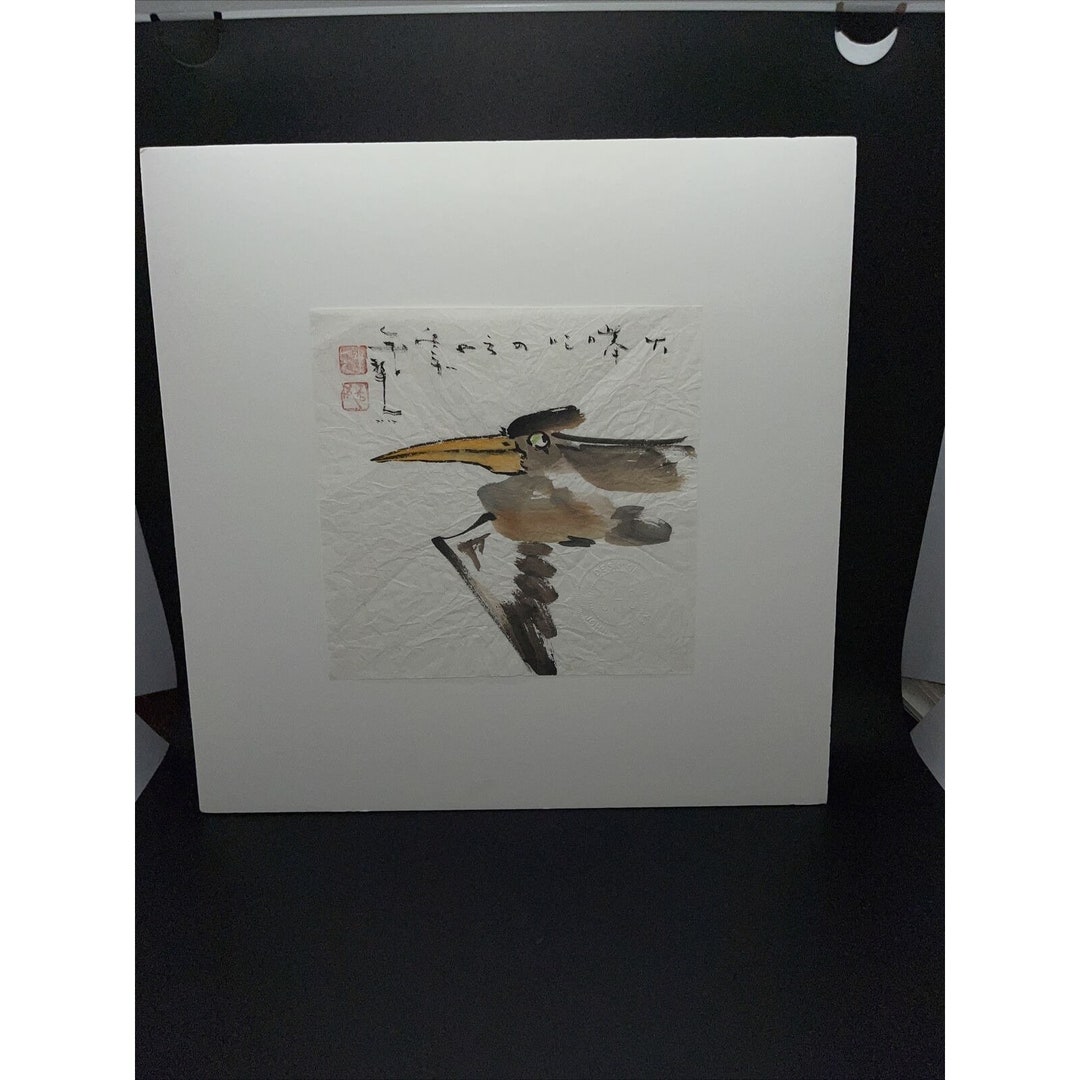 John H. Chen Original Watercolor on Rice Paper Bird Vintage Asian Art ...