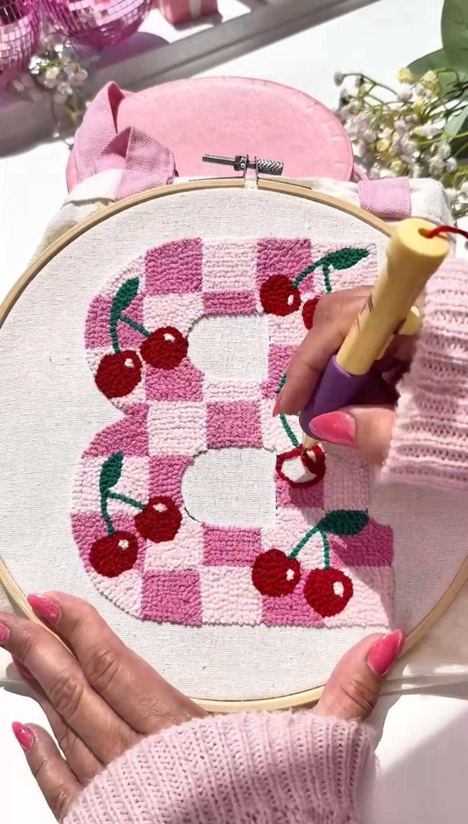 DIY Monogrammed Punch Needle Tote Bag Kit – Cherries Design - Etsy