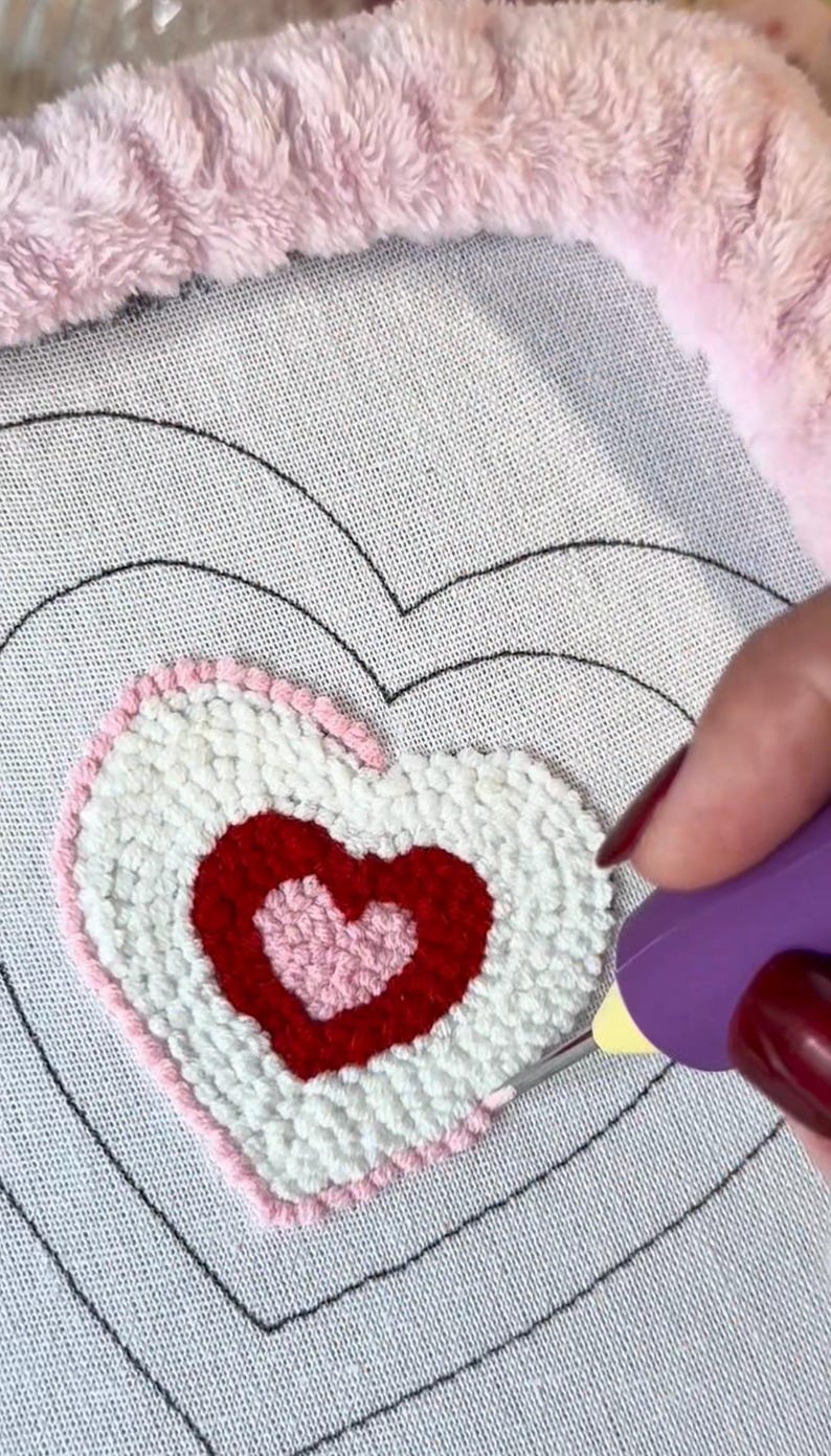 DIY Set of 2 - Punch Needle Mug Rug Coaster Kit – Heart Design - Etsy UK