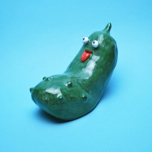 Made to Order Handmade Ceramic Pickle Glazed Vase Googly Eyes Tongue ...