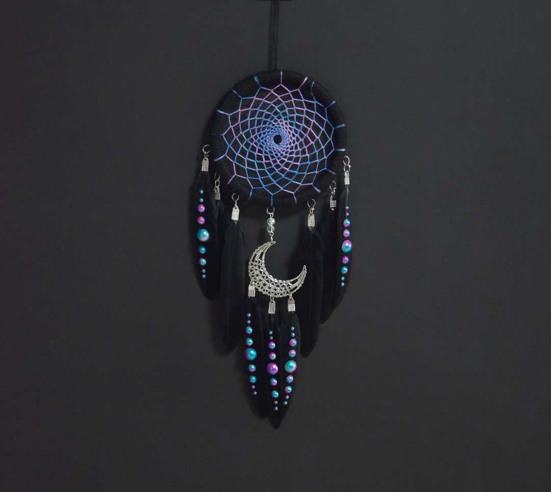 Small Galaxy Dream Catcher, Moon Car Charm, Black Dream Catcher, Gift ...