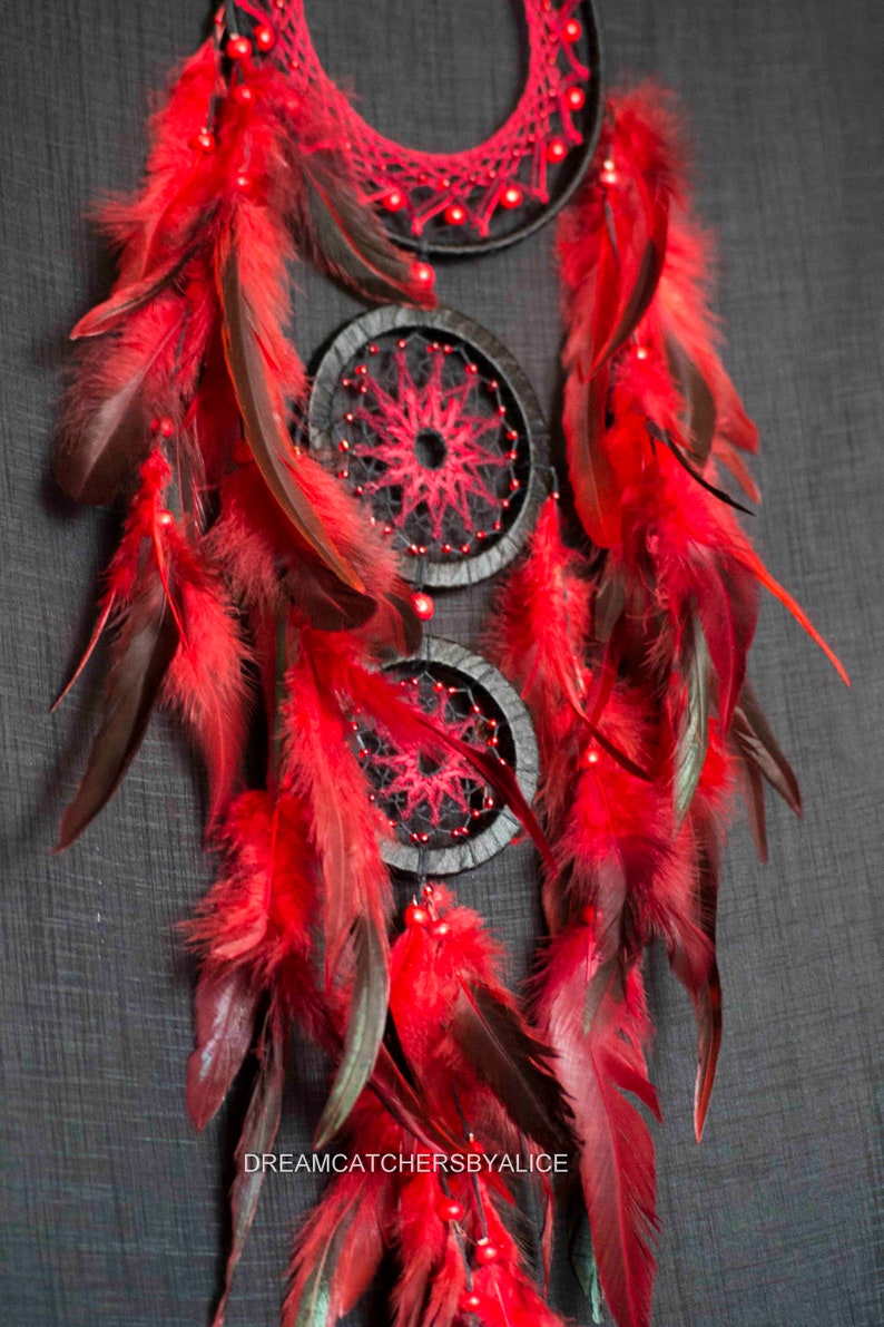 Dream Catchers Red Dream Catcher Large Dreamcatcher Boho Wall Hanging ...