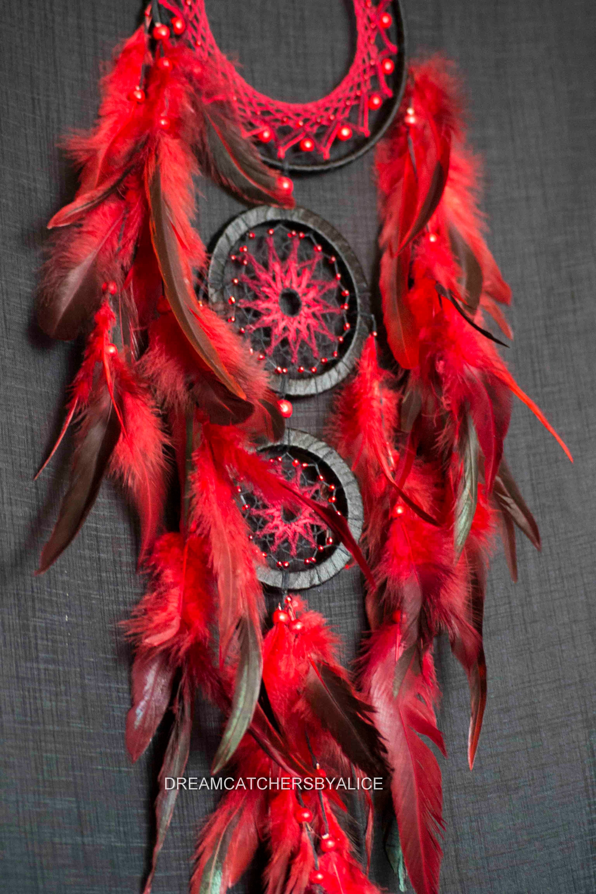 Dream Catchers Red Dream Catcher Large Dreamcatcher Boho Wall - Etsy