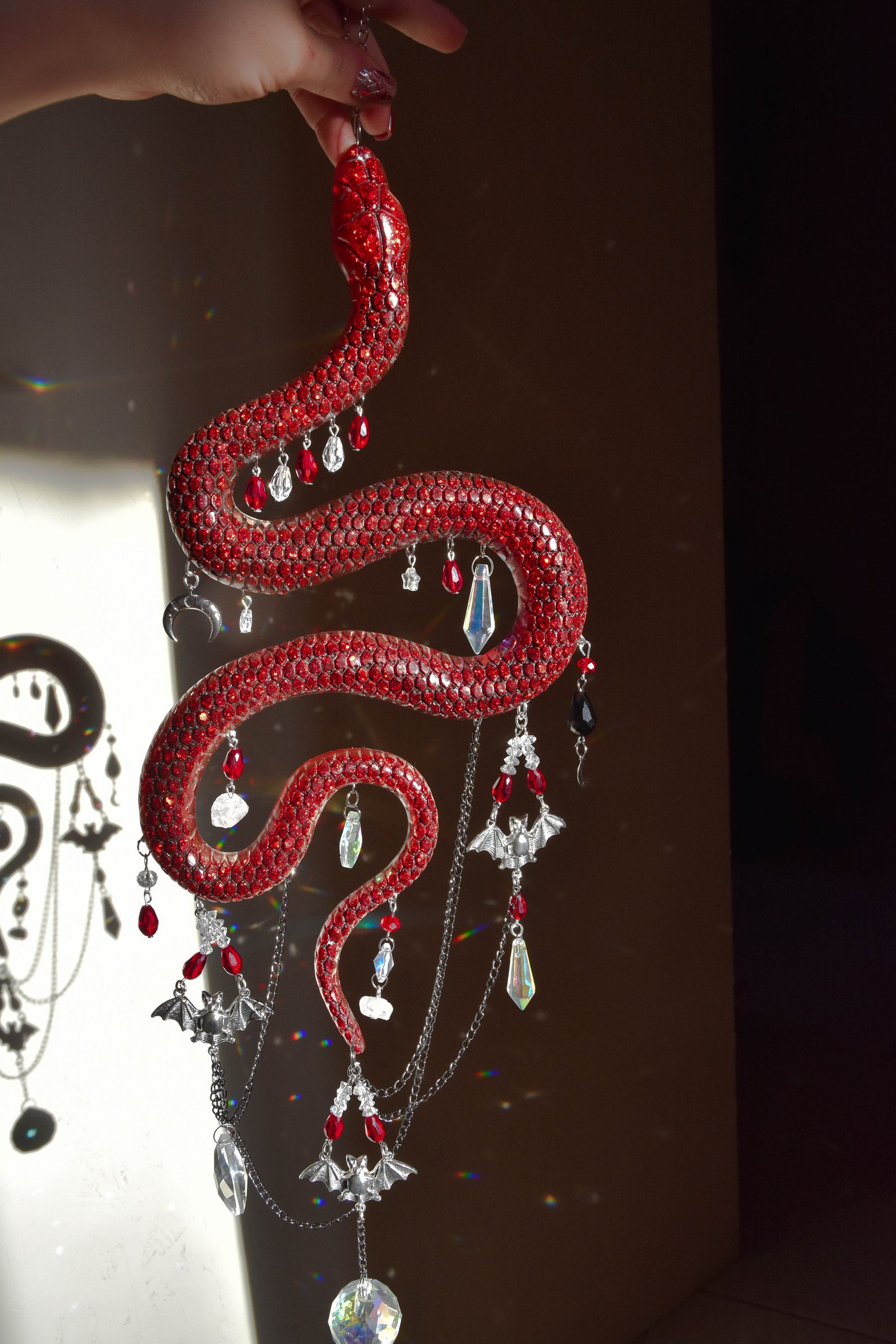 Red Vampire Sun Catcher, Snake Suncatcher, Gothic Bloody Decor, Crystal ...