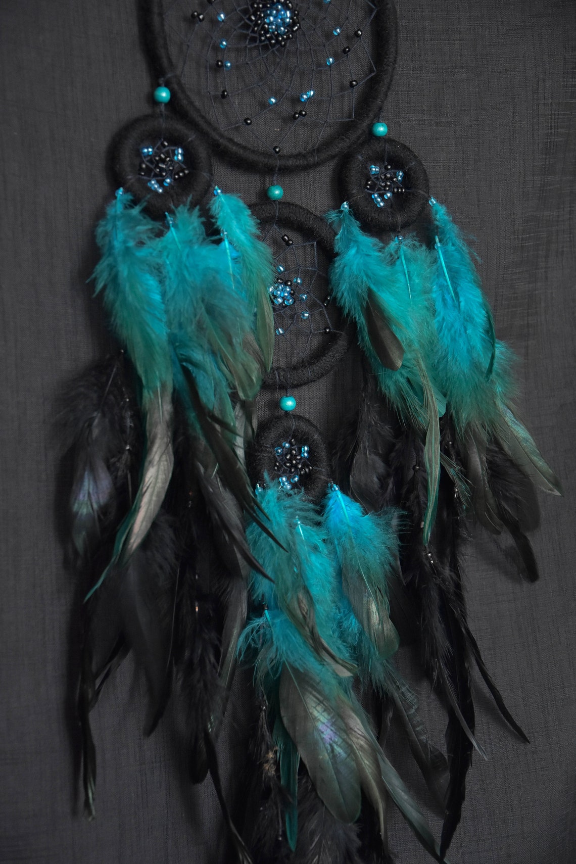 Blue Dream Catcher Turquoise and Black Dreamcatcher Large - Etsy