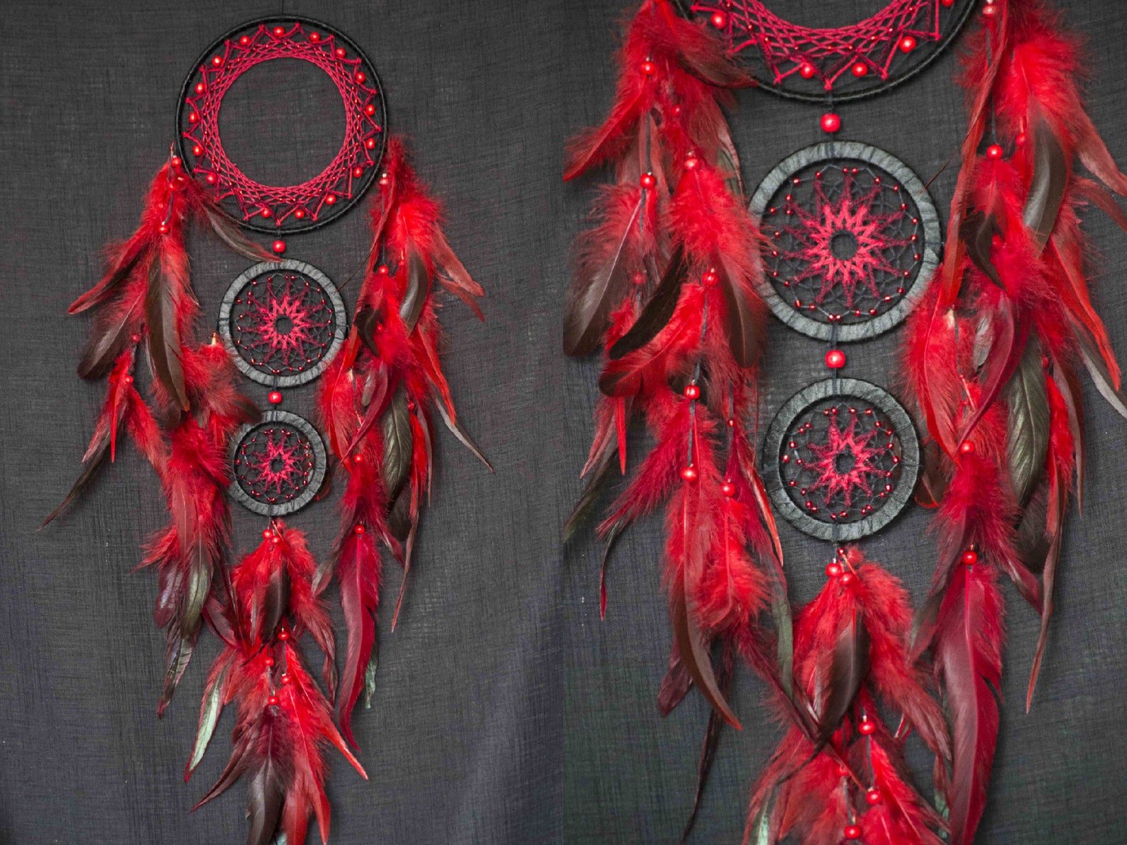 Dream Catchers Red Dream Catcher Large Dreamcatcher Boho Wall - Etsy