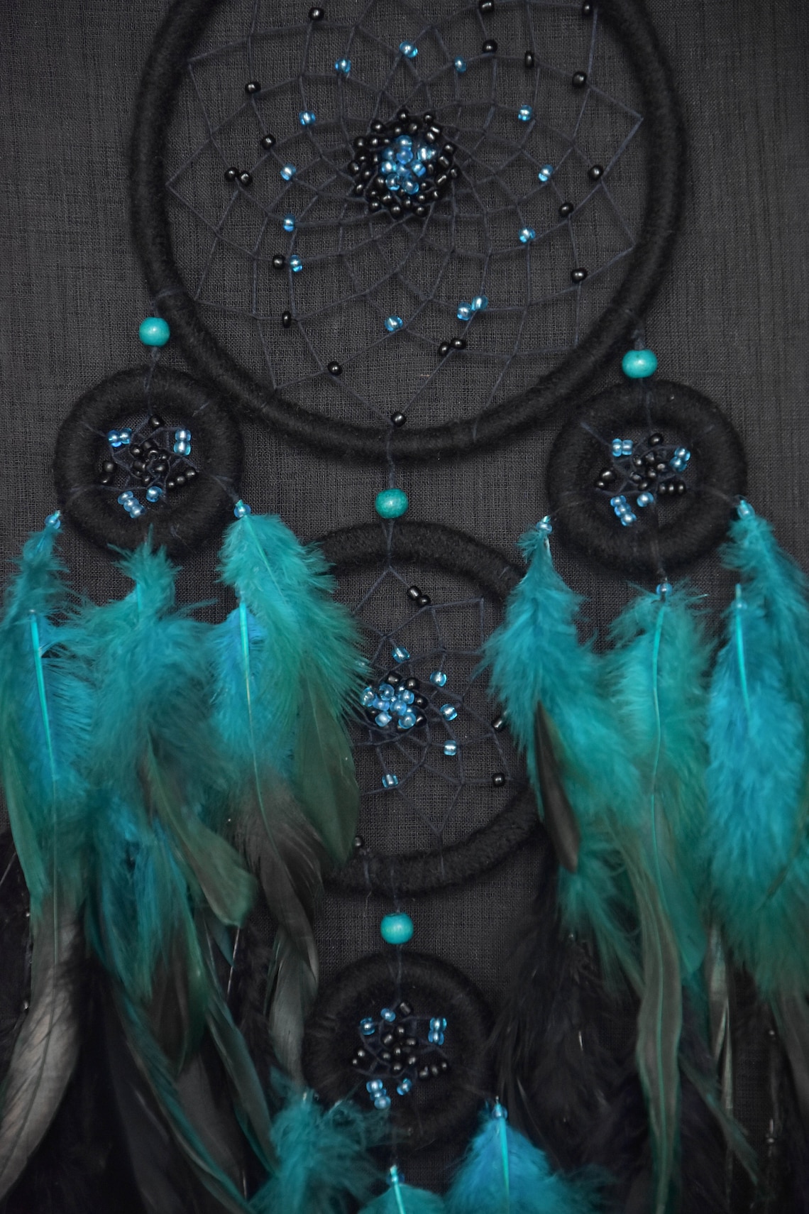 Blue Dream Catcher Turquoise and Black Dreamcatcher Large - Etsy