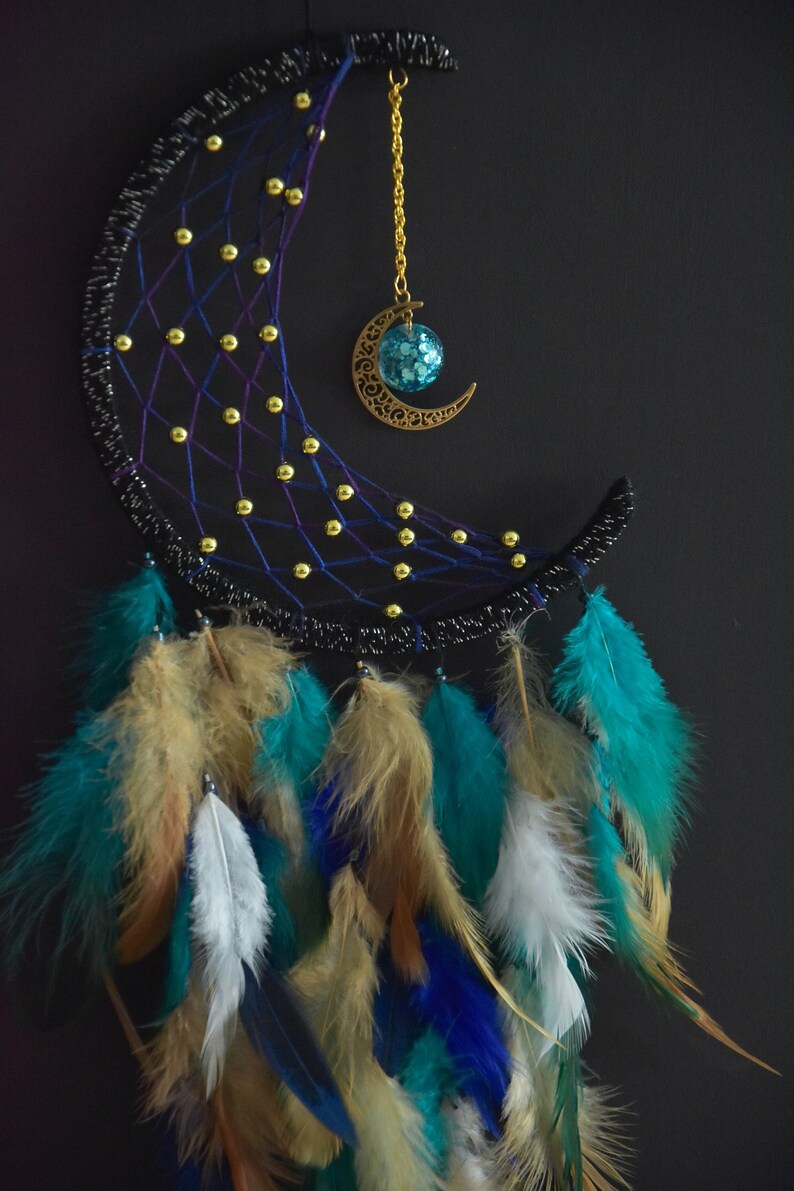 Crescent Moon Dream Catcher, Galaxy Dream Catchers, Blue and Beige Wall ...